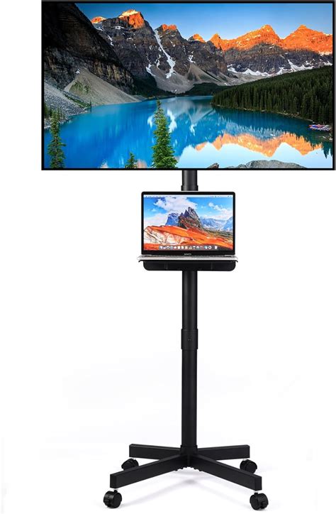 Soporte de TV móvil con ruedas altura ajustable inclinable soporte de