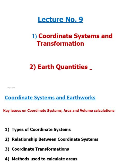 lecture 9 cive 321 coordinate systems 12 4 2023 final pdf cartesian coordinate system