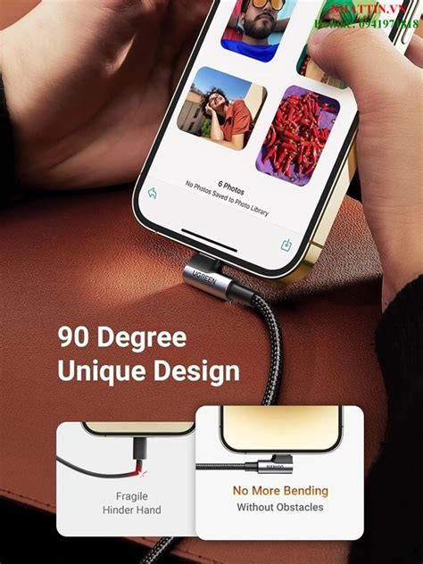 Cáp sạc nhanh iPhone USB Type C sang Lightning 1 5M bẻ góc 90 độ Ugreen