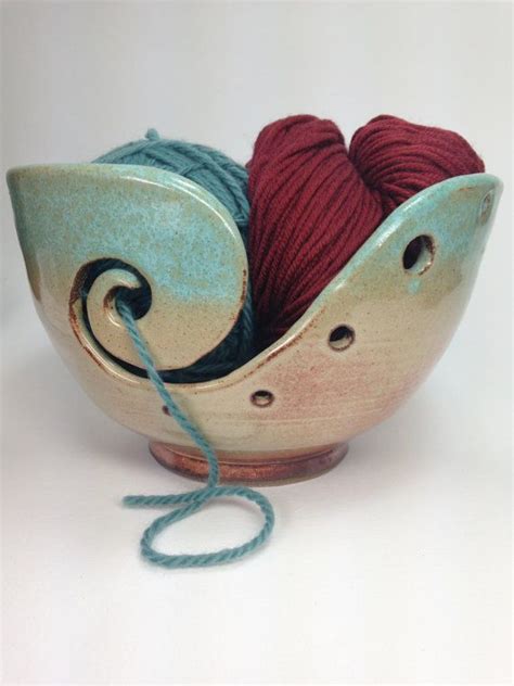 Knitting Bowl Ceramic Yarn Bowl Green Crochet Bowl Yarn Etsy