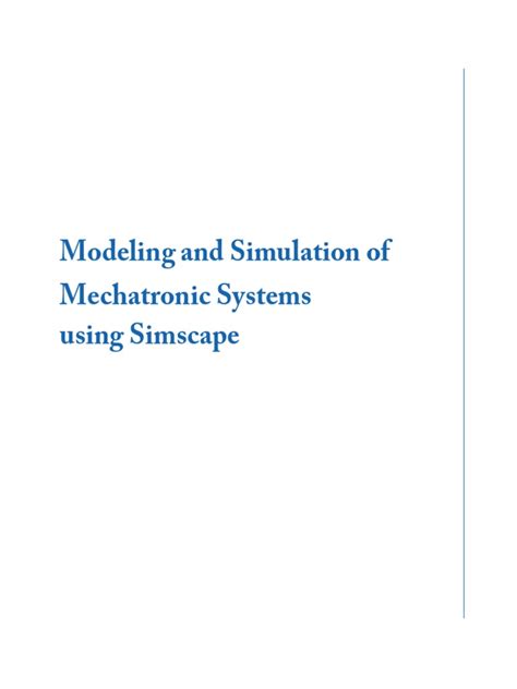 modeling and simulation of mechatronic systems using simscape pdf system mathematical model