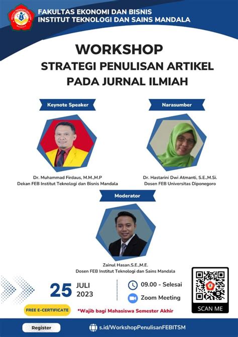 Workshop Strategi Penulisan Artikel Pada Jurnal Ilmiah Thn 2023 ITSM