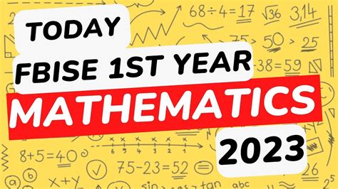 Today Math 1st Year Paper 2023 FBISE Math 11th Paper Objective 2023