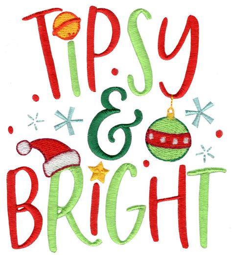 Christmas Cocktails Sayings 12 4 Sizes Products SWAK Embroidery