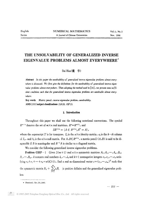 pdf the unsolvability of generalized inverse eigenvalue problems almost everywhere