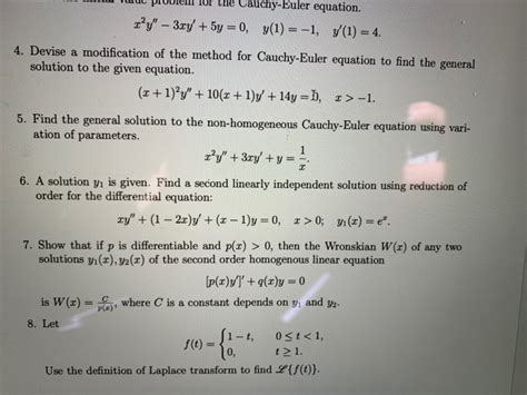 solved the cauchy euler equation r y 3ry5y 0 y 1 1