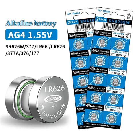 Pile Alcaline AG4 100 V LR66 LR626 L626F SR626SW 1 55 Boutons 24