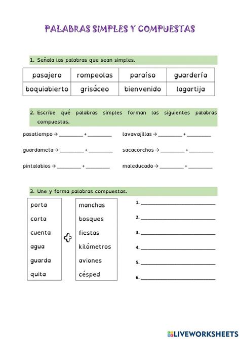 A Spanish Worksheet With The Words And Numbers For Each Subject In This