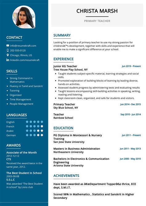 Elementary Teacher Resume Free Google Docs Template 48 OFF
