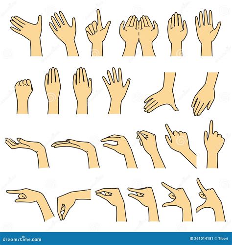 Hand Gestures 01 Vector File Set Stock Illustration Illustration Of