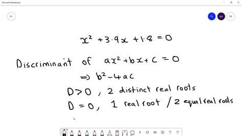 solved use the discriminant to determine whether each quadratic equation has invo unequal real