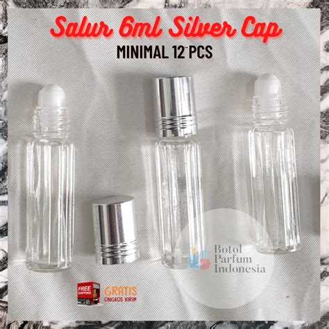 Jual BOTOL PARFUM KOSONG ROLL ON KACA 6 ML ROLL GARIS SALUR 6 ML