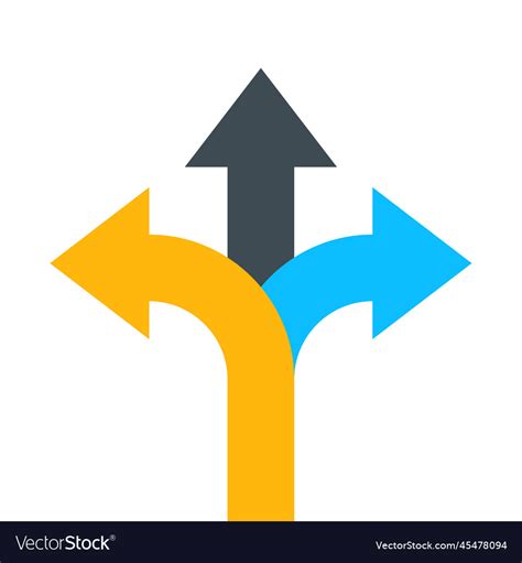 3 Way Decision Opportunity Option Arrow Three Vector Image