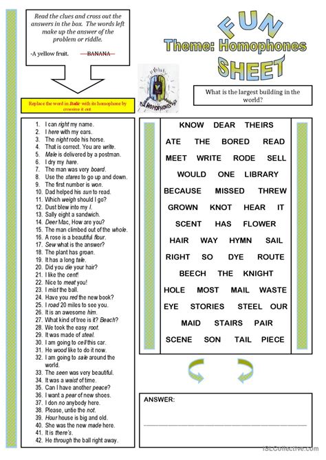 FunSheet Themes Homophones general Français FLE fiches pedagogiques