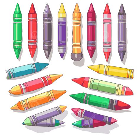 Crayones De Colores Imágenes Prediseñadas Conjunto De Crayones Conjunto