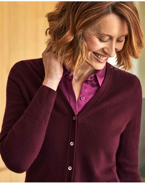 Merlot Cashmere V Neck Cardigan Pure Collection