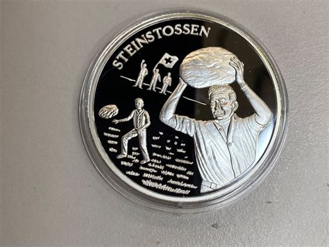 Medaille Schweizer Volksbräuche Silber 999 20g Steinstossen Kaufen