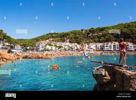 Spain Europe Catalonia Costa Brava Coast Tamariu Village Stock