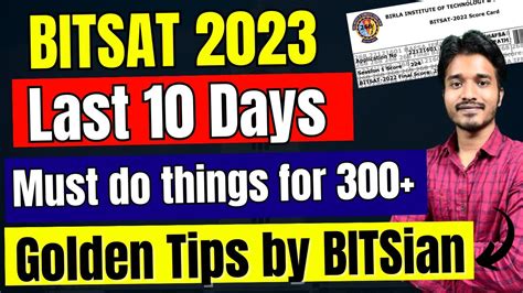 BITSAT 2023 Golden Tips For Last 10 Days Must Do Sources To Score 300