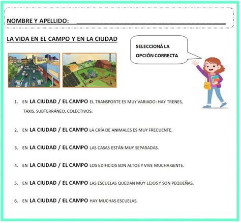 El Campo Y La Ciudad Ficha Interactiva