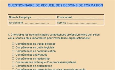 Comment Utiliser Un Questionnaire Pour Identifier Les Besoins En