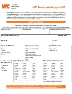 Fillable Online CSBG Universal Application Ages 0 To 13 Fax Email