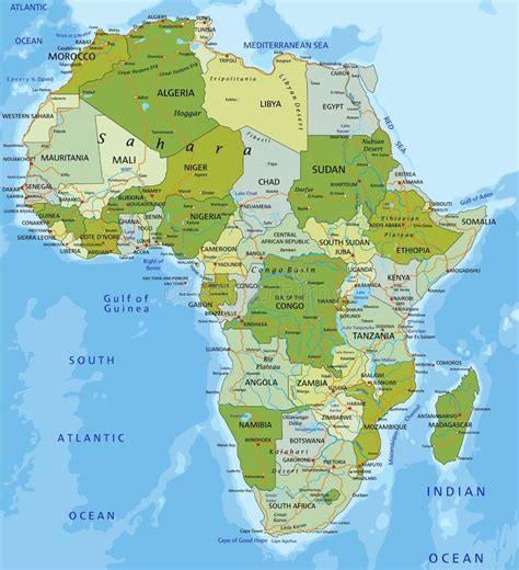 África Mapa Político Editable Altamente Detallado Ilustración del
