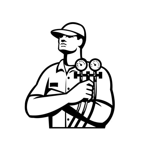 Heating And Cooling Refrigeration Technician Retro 1913019 Vector Art