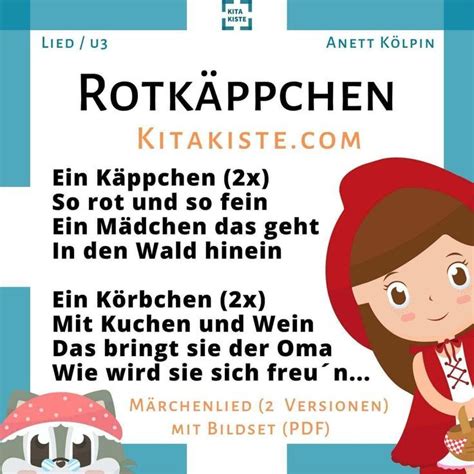 Rotkäppchen LIED Kindergarten u3 Märchen lieder Noten bilder
