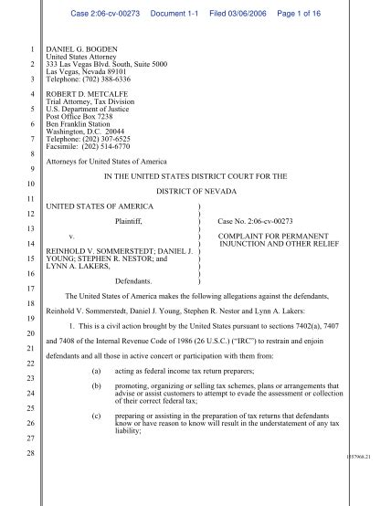 Legal Complaint Sample