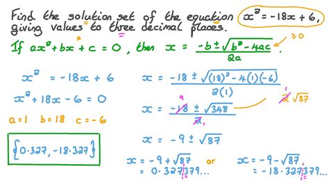 question video solving quadratic equations using the quadratic formula nagwa