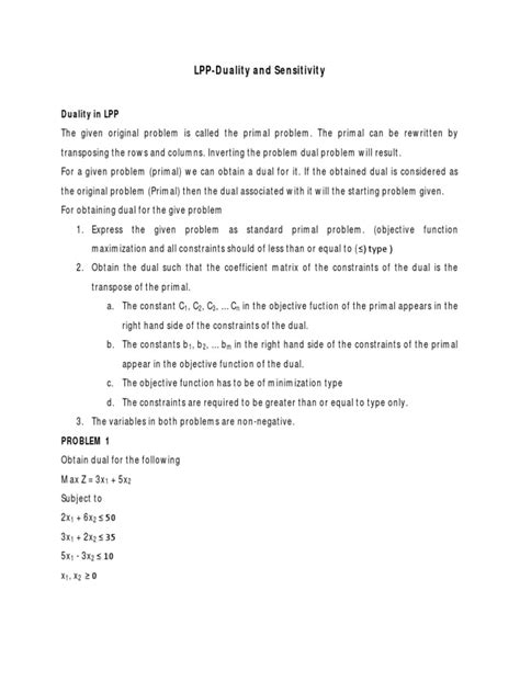 sensitivity analysis of linear programming problems understanding the effects of parameter