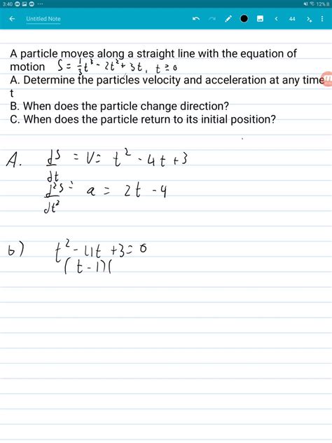 a particle moves along straight line with equation of… solvedlib