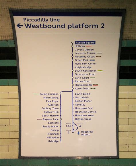 Russell Square Underground Station Modern Line Diagram Bowroaduk