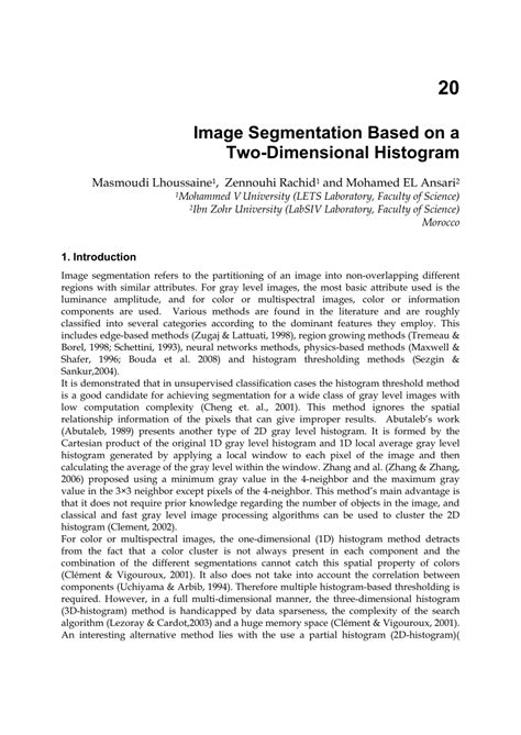 pdf image segmentation based on a two dimensional histogram