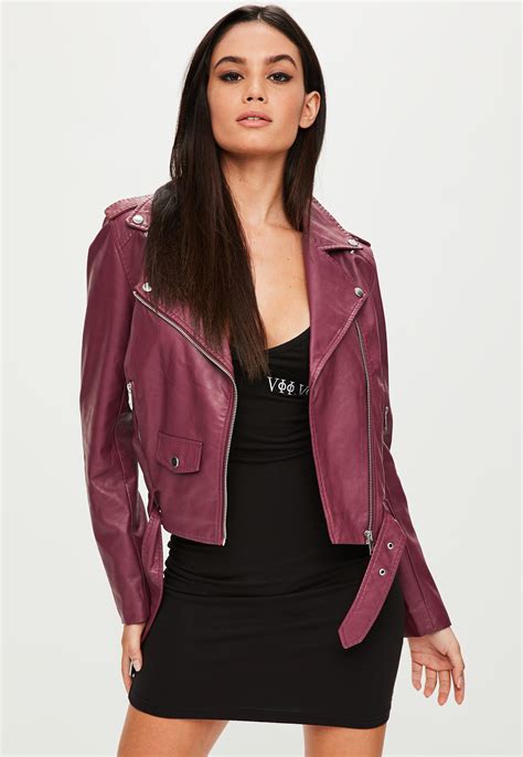 Lyst Missguided Burgundy Biker Jacket