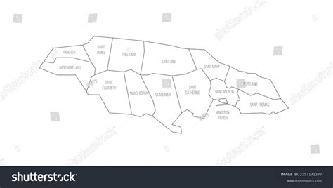Jamaica Political Map Administrative Divisions Stock Vector Royalty