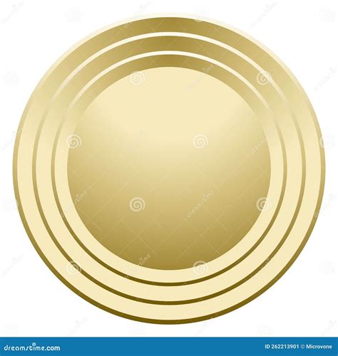Mockup Realista Do Círculo Metálico Medalha Redonda Dourada Ilustração