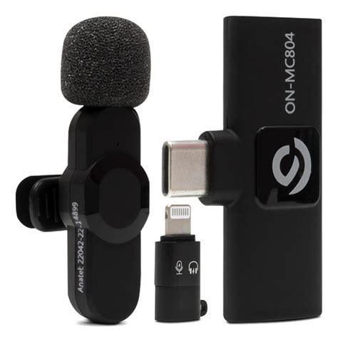 Microfone Lapela Sem Fio Onistek MC804 Para Smartphone USB C Ou