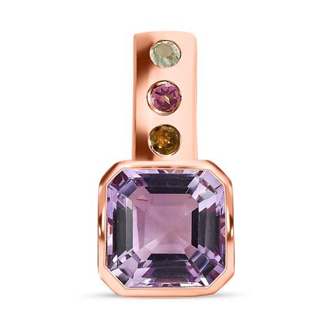 Rose De France Amethyst Mehrfach Turmalin Anhänger 925 Silber