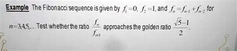 solved example the fibonacci sequence is given by f 0 f 1 ad f1 f for n 345 test