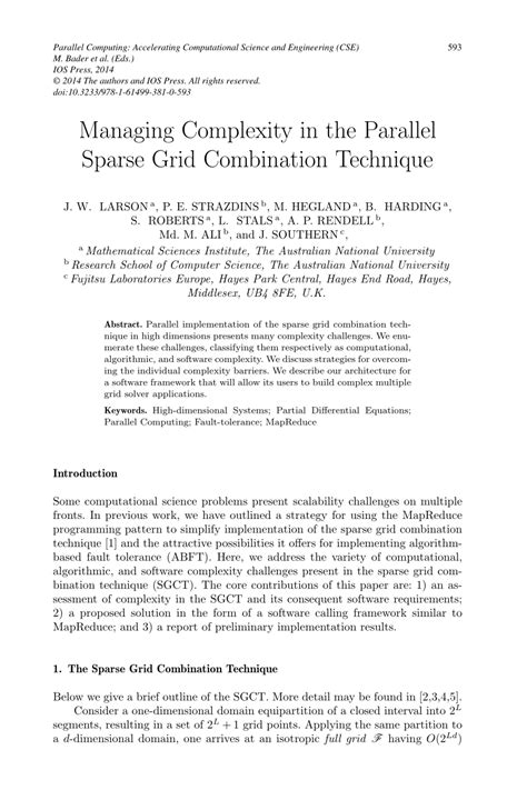 pdf managing complexity in the parallel sparse grid combination technique