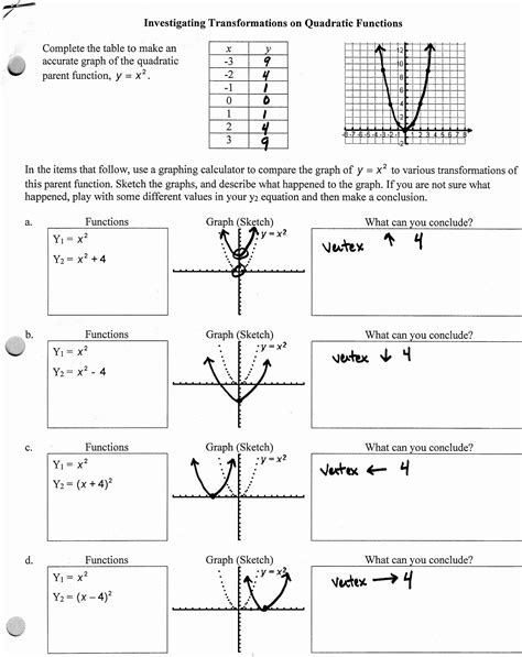 free quadratic function worksheets