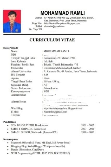 10 Contoh CV Beasiswa Yang Menarik Dan Simpel Tinggal Edit