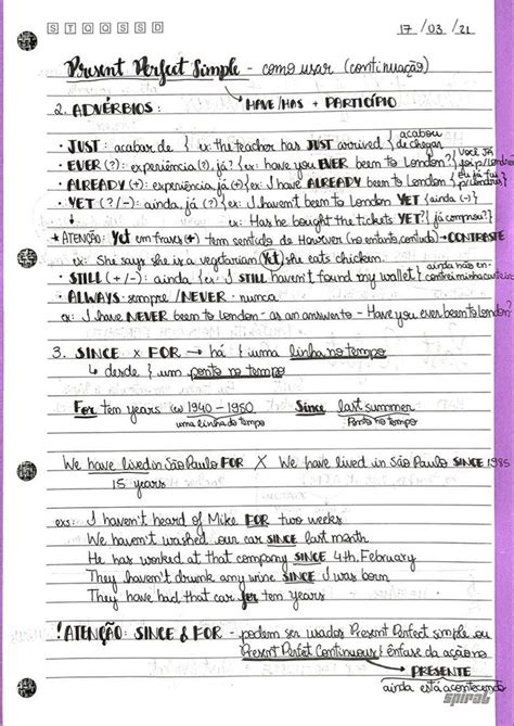 Inglês Perfect tenses simple past present perfect simple