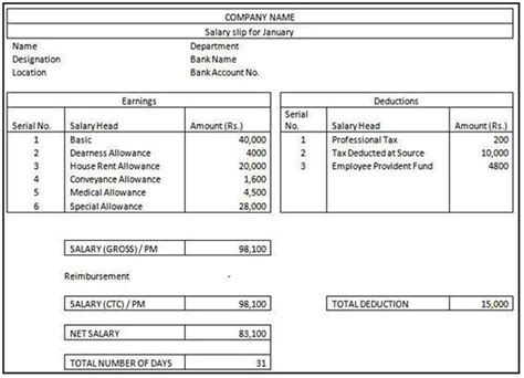 Excel Format Salary Slip Tonegase