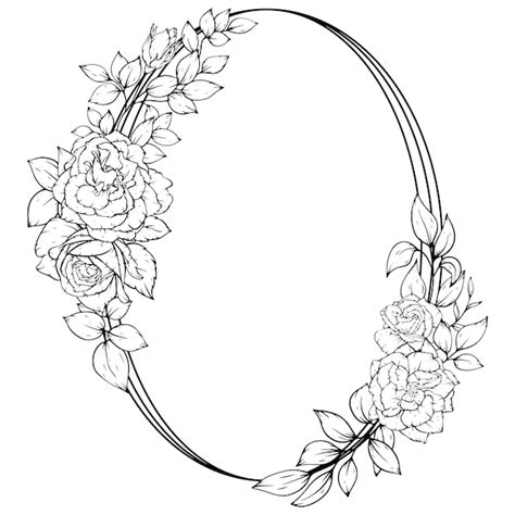 Premium Vector Outline Rose Flower Frame Border Decoration