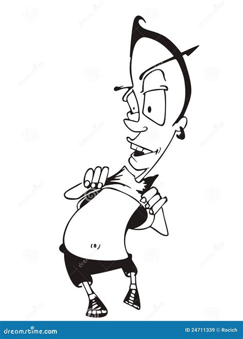 Funny Naked Black Skinned Man Aborigine Dancing Ritual Dance Vector