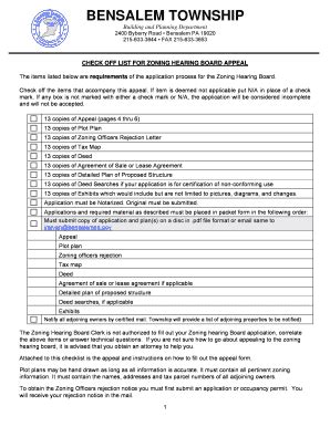 Fillable Online Zoning Hearing Board Appeal 3 22 16 Fax Email Print