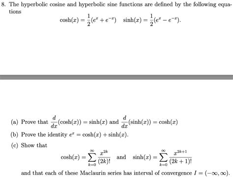 solved the hyperbolic cosine and hyperbolic sine functions